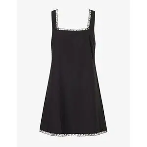 Dissh Rosin Lace-trim Cotton Mini Dress - Black