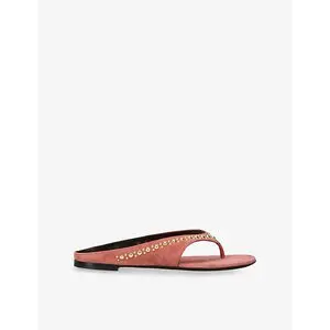 HERBERT LEVINE Studded Suede Thong Sandals - Pink