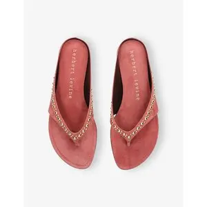 HERBERT LEVINE Studded Suede Thong Sandals