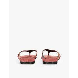 HERBERT LEVINE Studded Suede Thong Sandals