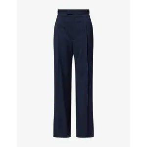 VIVIENNE WESTWOOD High-rise Wide-leg Wool Trousers - Navy