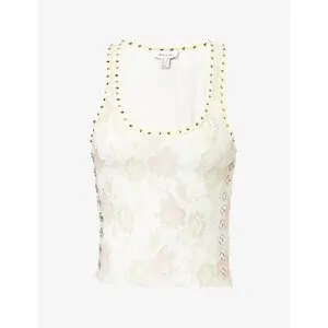 JADED LONDON Fioretta Studded Lace Top