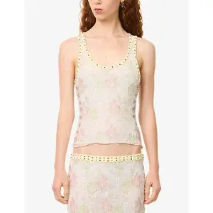 JADED LONDON Fioretta Studded Lace Top