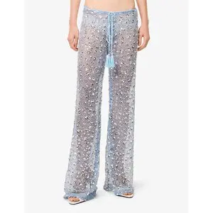 JADED LONDON Deva Sequin Straight-leg Knit Trousers
