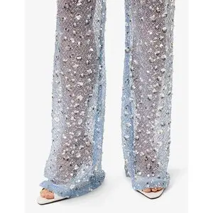 JADED LONDON Deva Sequin Straight-leg Knit Trousers