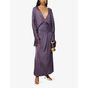 AYA MUSE Luma Draped Satin Maxi Dress