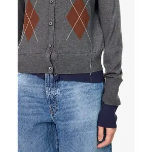 Acne Studios Double-layered Argyle Silk-blend Cardigan