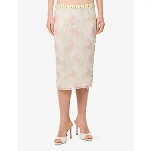 JADED LONDON Fioretta Studded Lace Midi Skirt
