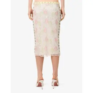 JADED LONDON Fioretta Studded Lace Midi Skirt