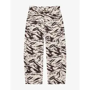 RO&ZO Zebra-print Barrel-leg Denim Jeans - Multi