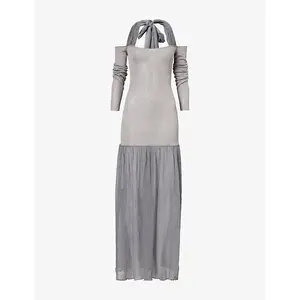 AYA MUSE Luxa Halter Woven Maxi Dress