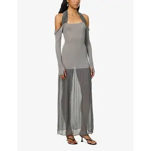 AYA MUSE Luxa Halter Woven Maxi Dress