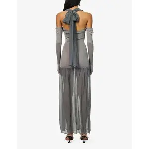 AYA MUSE Luxa Halter Woven Maxi Dress