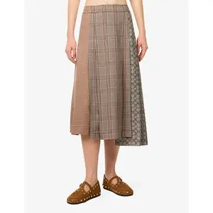 COACH Heritage Plaid-pattern Twill Midi Skirt