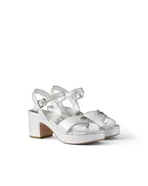 Prada Nappa Leather Platform Sandals - Silver