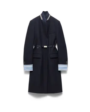Prada Single-breasted Embroidered Double Wool Coat