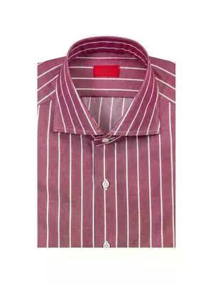 Isaia Striped Cotton Shirt - Red