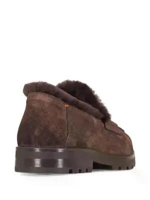Santoni Shearling-lined Suede Loafers