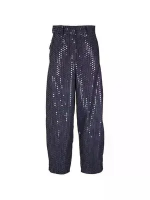 ODEEH Sequin Embellished Straight Leg Trousers