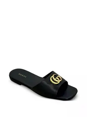 Gucci Double G Flat Sandals - Black