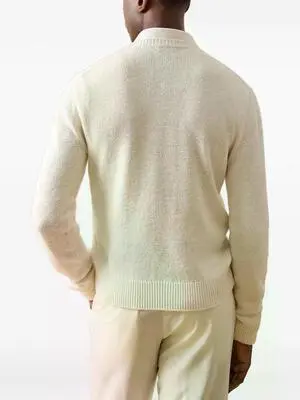 Ralph Lauren Purple Label Cream Intarsia Knit Polo Bear Sweater
