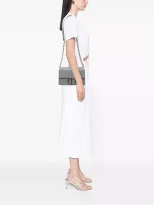 Dior 30 Montaigne Chain Flap Crossbody Bag In Grained Calfskin - Grey
