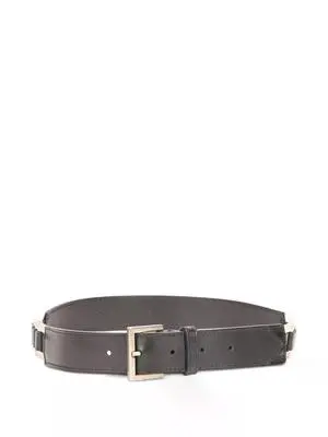 Alberta Ferretti Leather Buckle Belt - Black