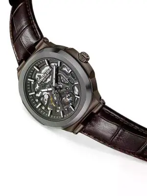 KENNETH COLE Skeleton-dial Crocodile-effect .5mm Watch