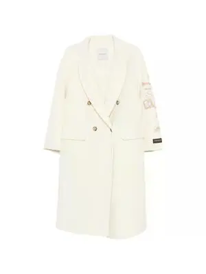 ERMANNO FIRENZE Floral Embroidered Double-breasted Coat - Neutrals
