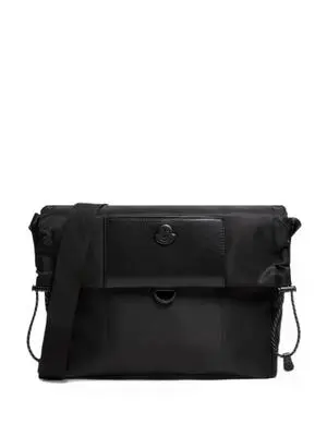 Moncler Logo Patch Foldover Shoulder Bag - Black