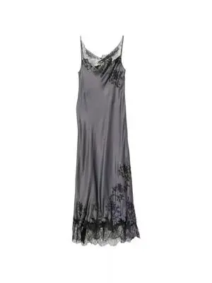 Carine Gilson Lace-trimmed Cowl-neck Dress - Grey