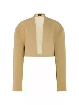 A.W.A.K.E. Mode Cropped Tuxedo Jacket With Shawl Lapels - Neutrals