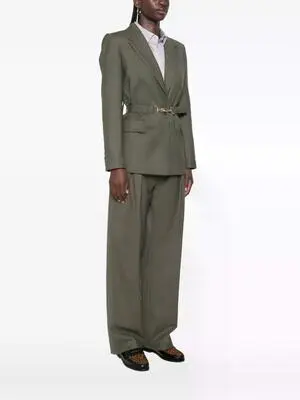 Maje Belted Tailored Collar Blazer - Green