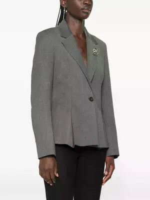 Maje Single-breasted Peplum Blazer With Flower Brooch