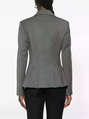Maje Single-breasted Peplum Blazer With Flower Brooch
