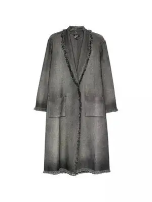 Avant Toi Fringed Herringbone Weave Coat - Grey