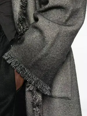 Avant Toi Fringed Herringbone Weave Coat