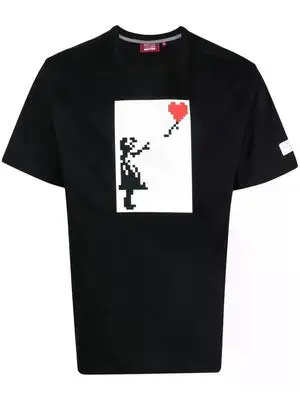 MOSTLY HEARD RARELY SEEN 8-BIT Floating Heart Cotton T-shirt - Black