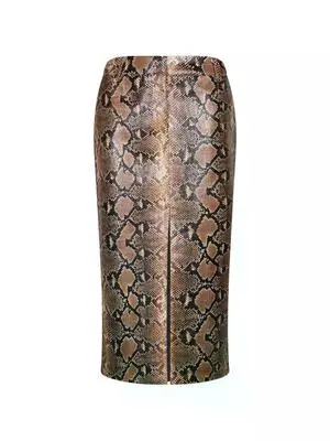 ERMANNO FIRENZE Snakeskin-effect Rear-slit Midi Skirt