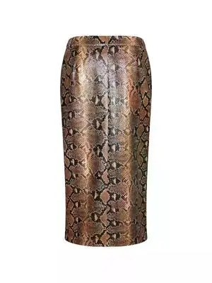 ERMANNO FIRENZE Snakeskin-effect Rear-slit Midi Skirt
