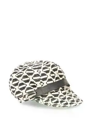 Alberta Ferretti Patterned Leather-trim Cap - Neutrals