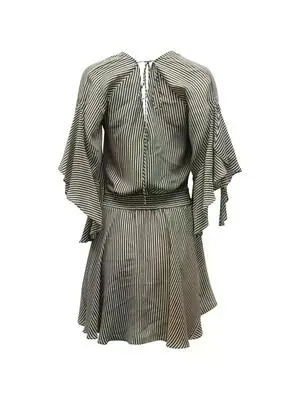 A.L.C. Striped Silk Dress With Ruffle Sleeves