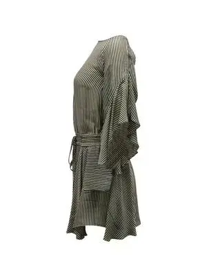 A.L.C. Striped Silk Dress With Ruffle Sleeves