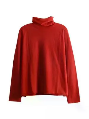 CASEY CASEY Cashmere Roll Neck Long Sleeve Sweater - Red
