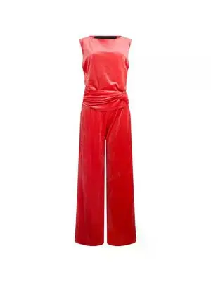 Alberta Ferretti Velvet-effect Sleeveless Jumpsuit - Red