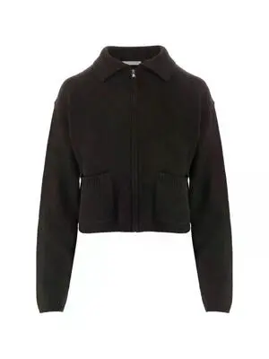 ALLUDE Zip-up Patch-pocket Cardigan
