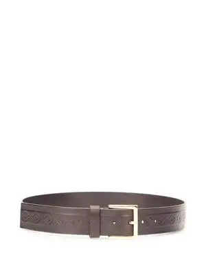Alberta Ferretti Geometric-embossed Leather Belt - Brown