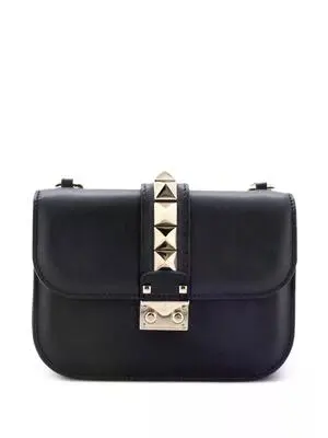 Valentino Garavani Glam Lock Leather Small Shoulder Bag - Black