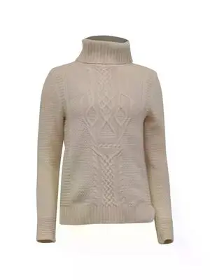 Skull Cashmere Cable-knit Turtleneck Sweater - Neutrals