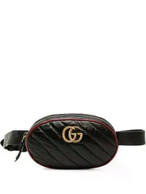 Gucci Gg Marmont Matelassé Calfskin Belt Bag - Black